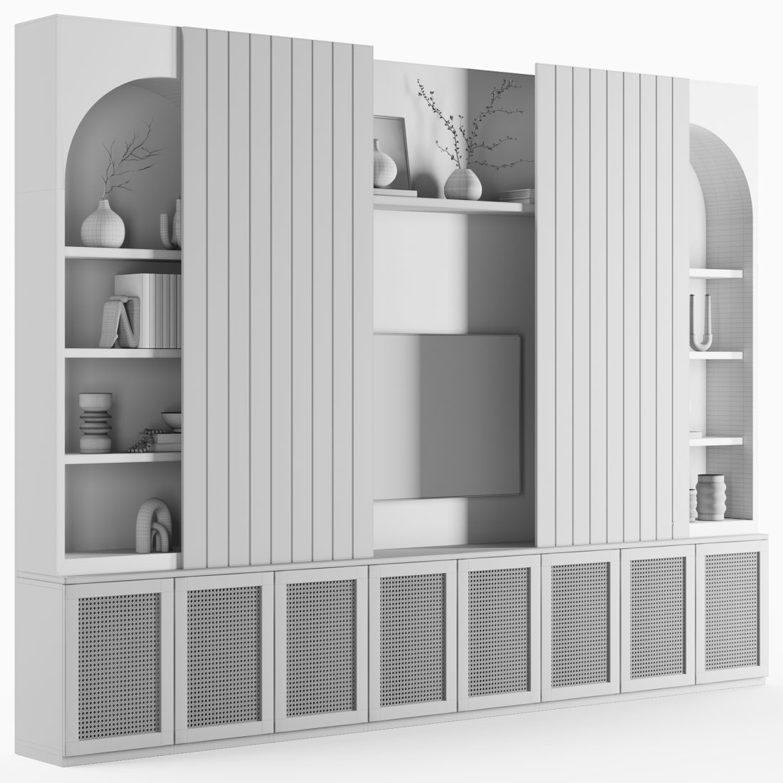 Arch Tv Wall Composition - 3D Model for Corona