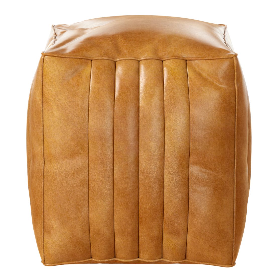 Cognac Cube Leather Pouffe - 3D Model for VRay