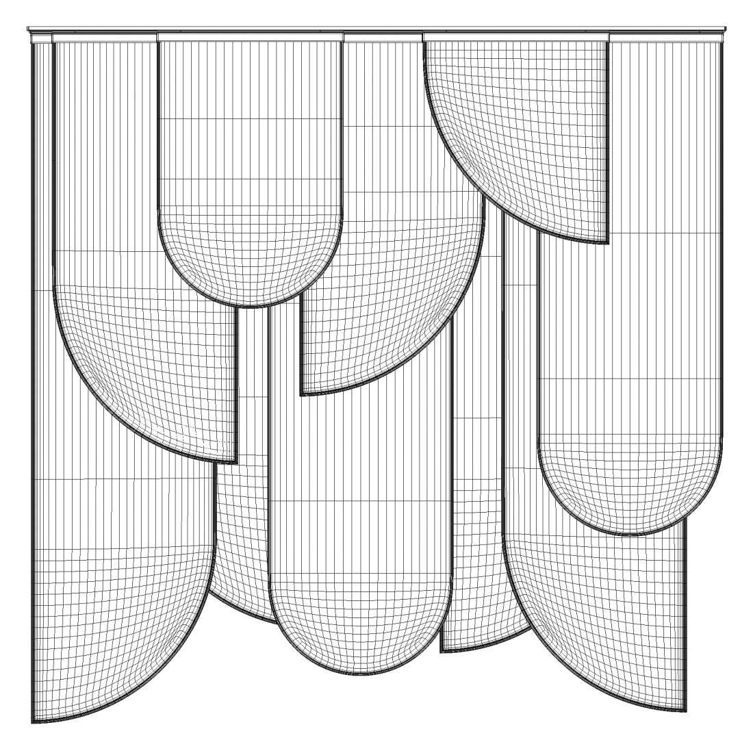 Layered Panel Curtain Rounded 3D Model for VRay, Corona | CGMood