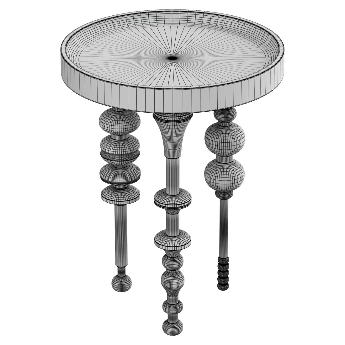 Oak Wood Side Table - 3D Model for VRay, Corona