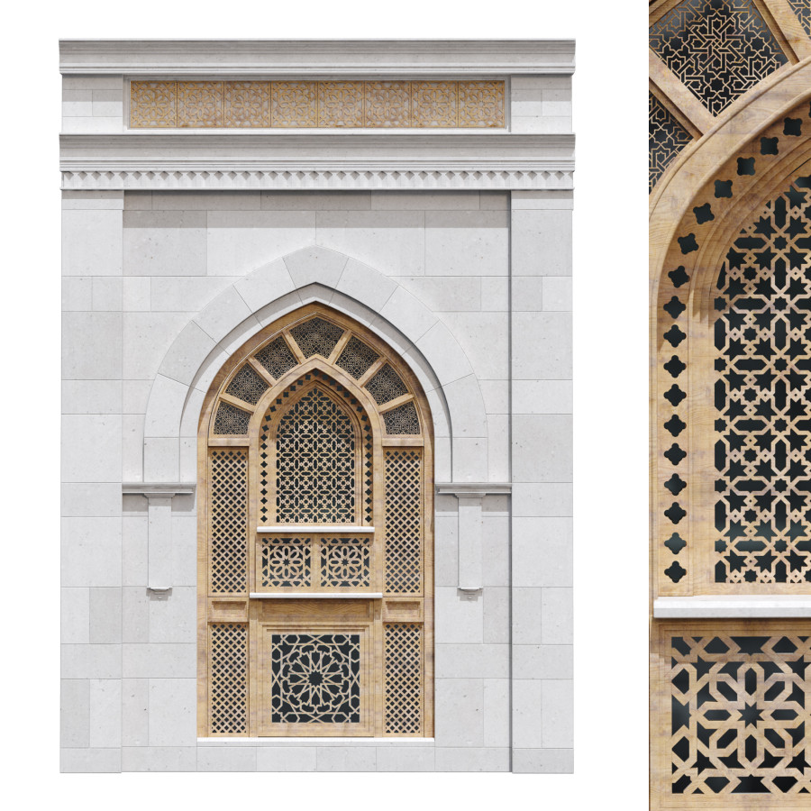Arabic Islamic Window Set 380 - 3D Model for FStorm, VRay