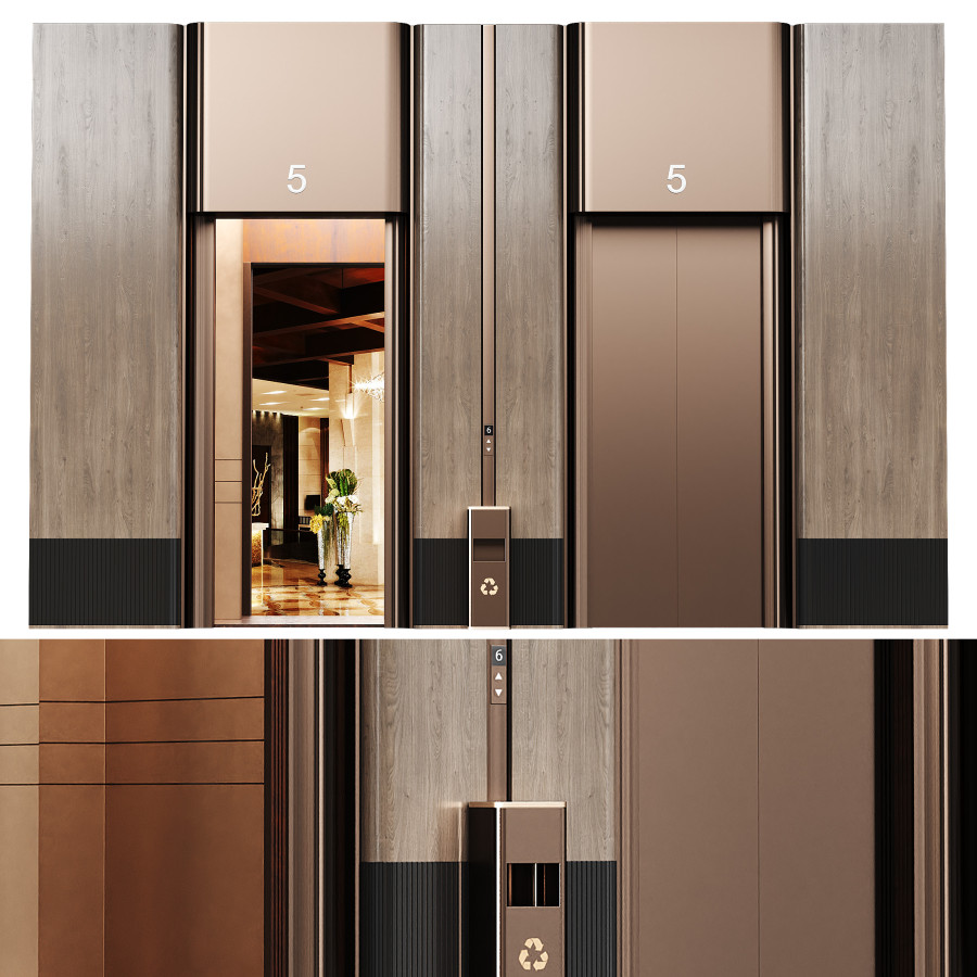 Elevator Lobby Design - 3D Model for VRay, Corona