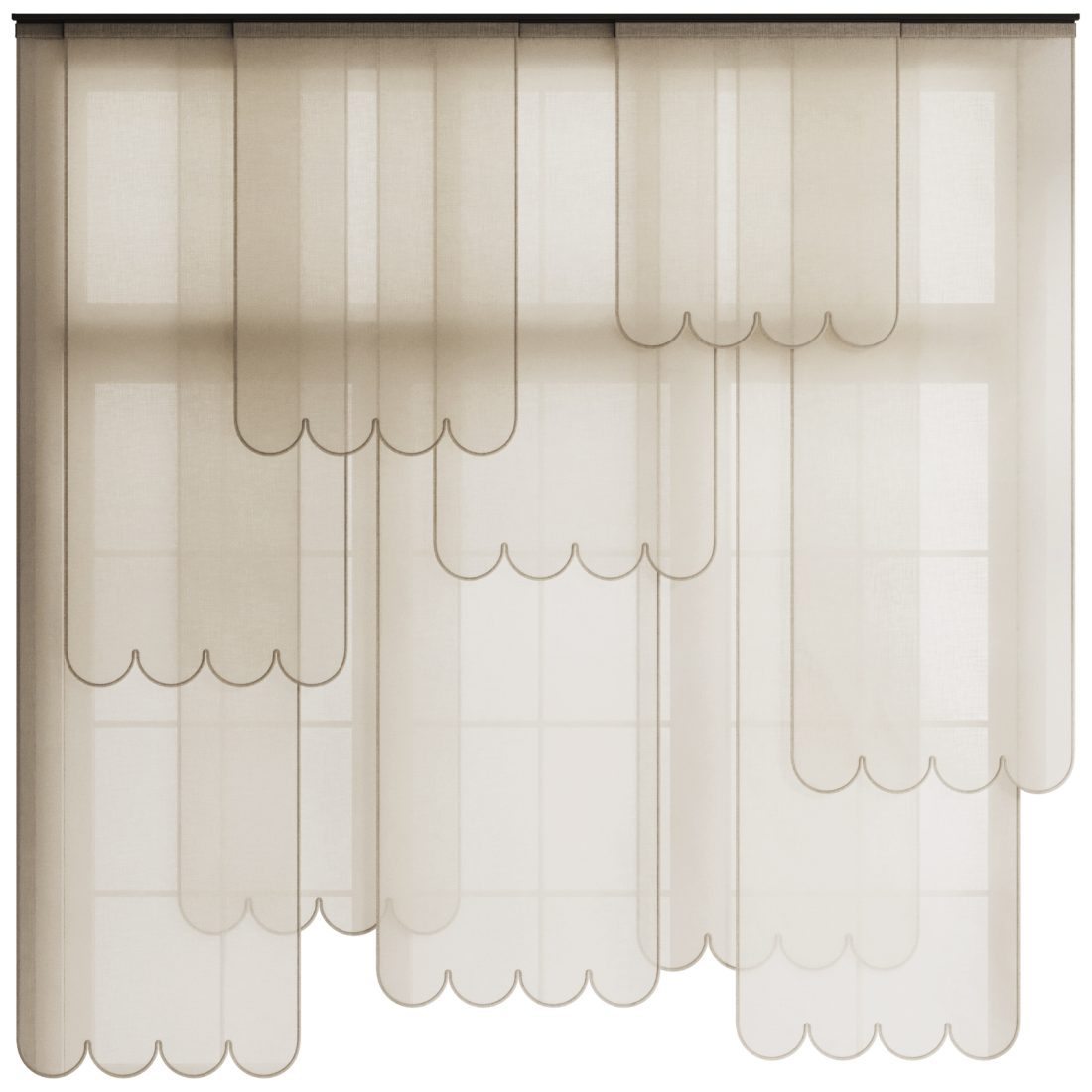 Layered Scallope Panel Curtain 3D Model for VRay, Corona | CGMood