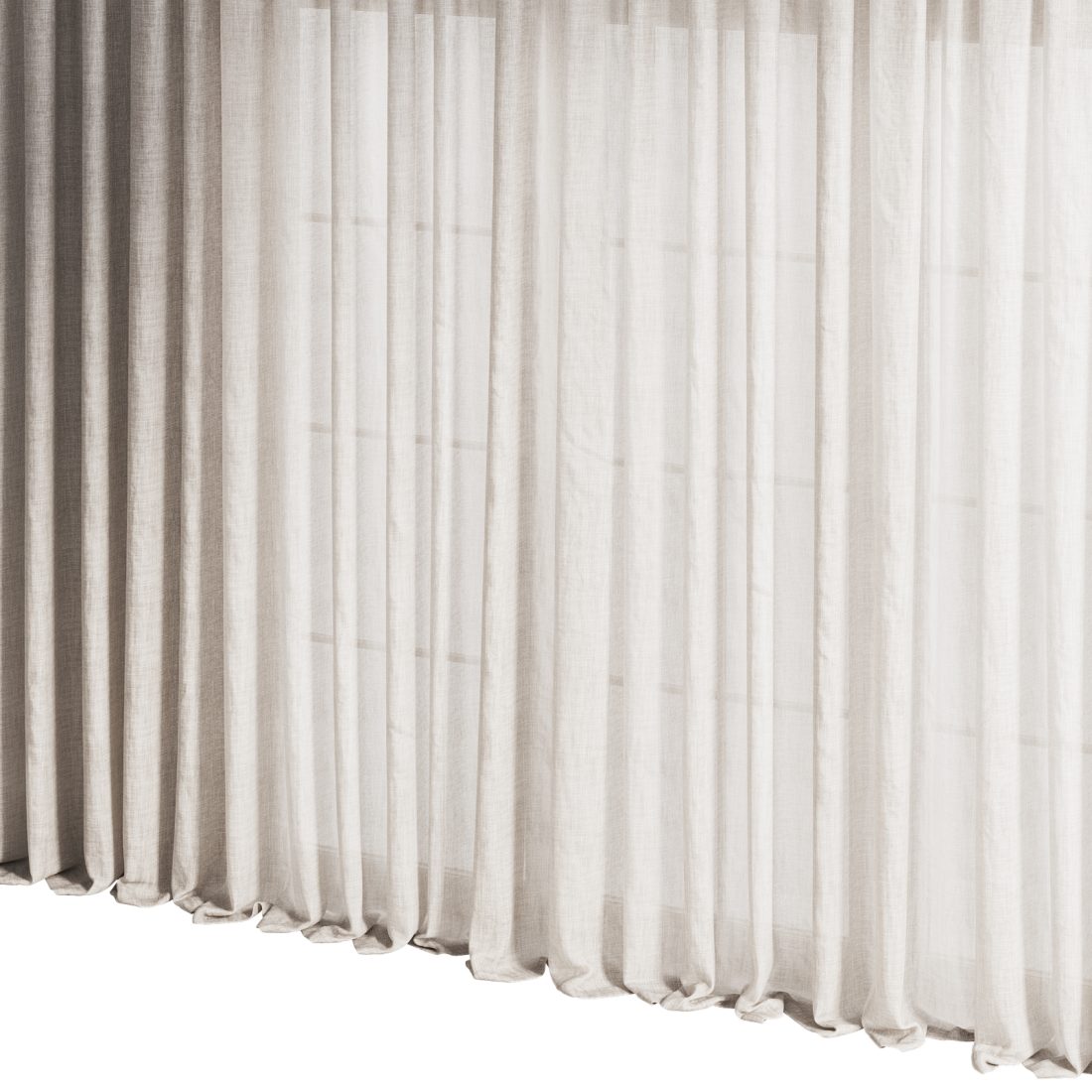 Wide Draped Linen Curtain - 3D Model for VRay, Corona