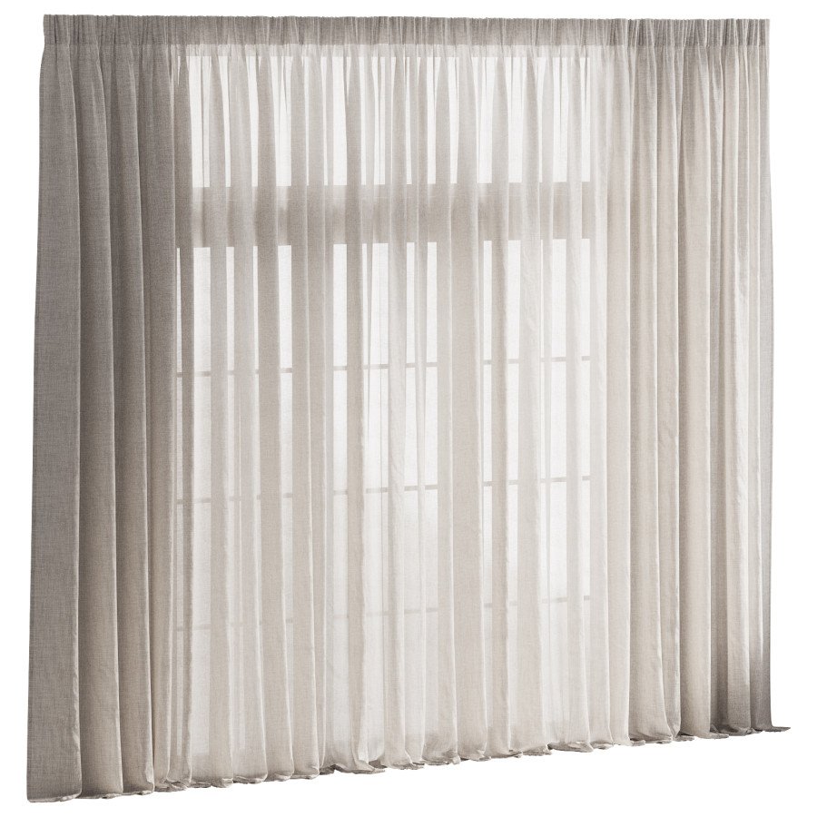 Wide Draped Linen Curtain - 3D Model for VRay, Corona