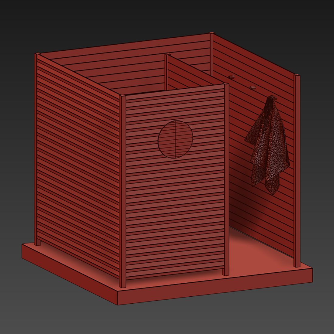Wooden Beach Changing Cabin 3D Model for FStorm, VRay, Corona | CGMood