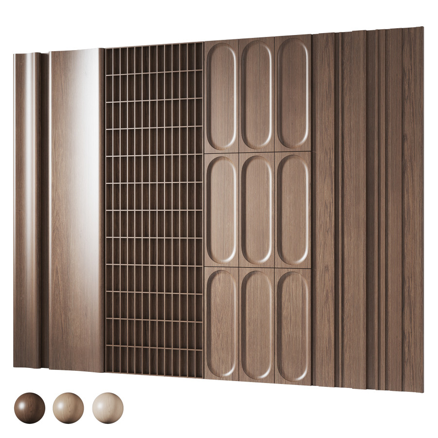 Decorative Wood Panels 14 - 3D Model for Corona