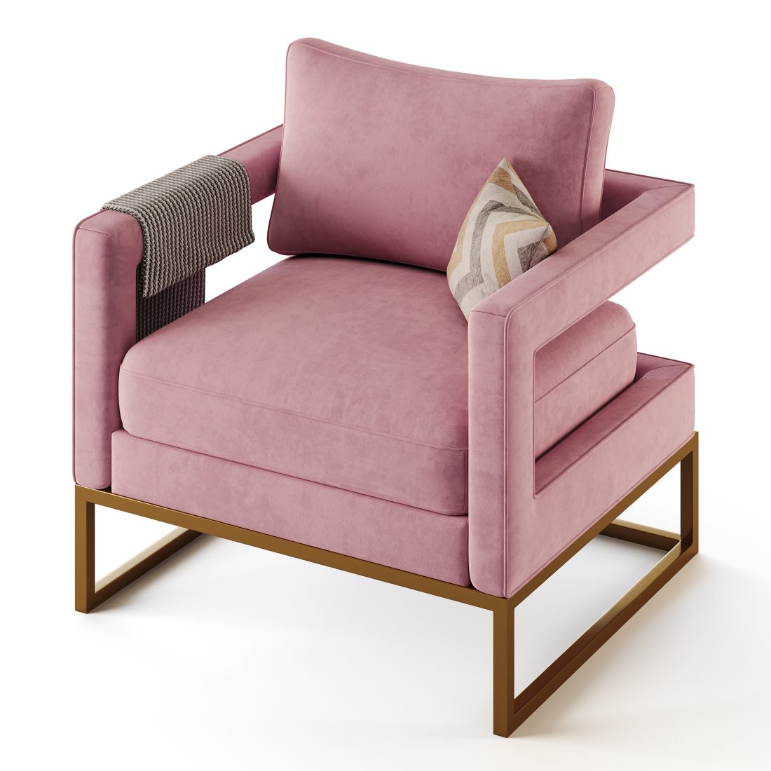 Avery Pink Velvet Chair With 3D Model for Corona | CGMood