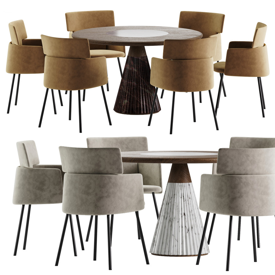 Axe Woo Chairs Marilyn Table 3D Model for VRay, Corona | CGMood