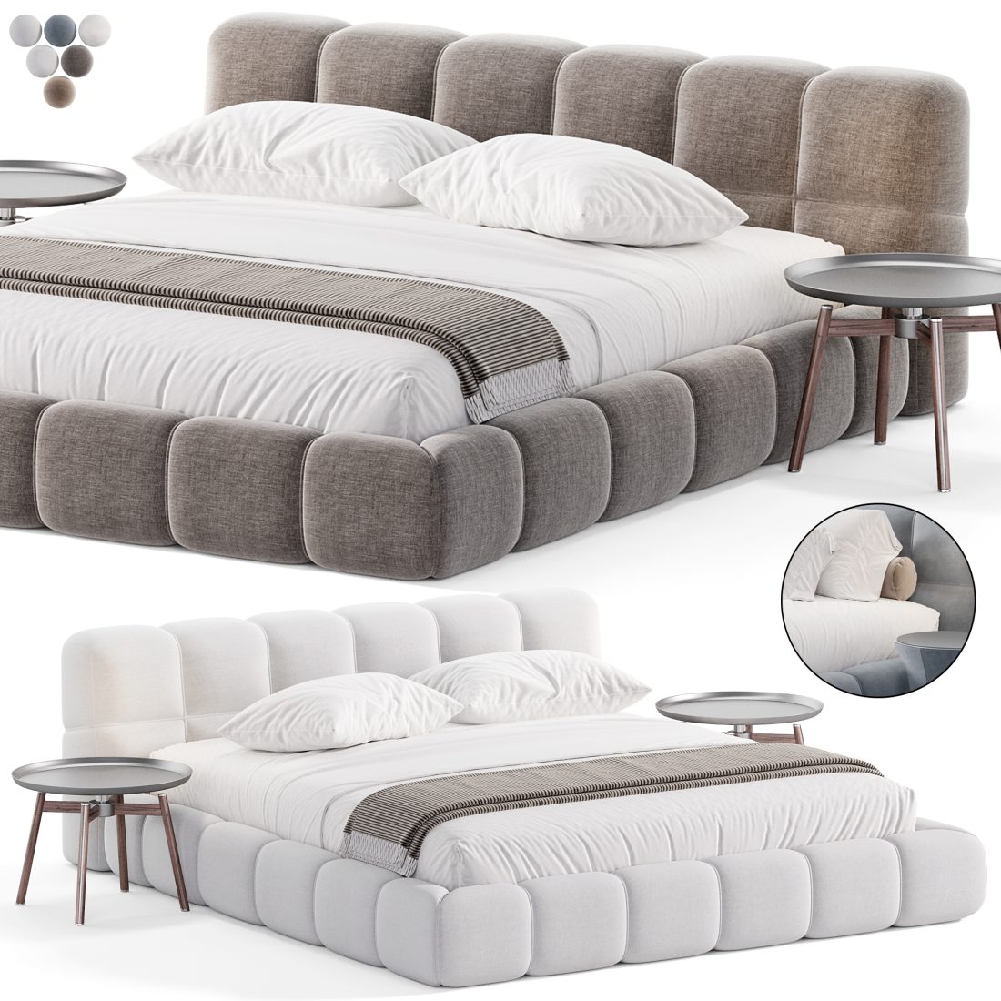 Modern Upholstered Bed Frame - 3D Model for Corona