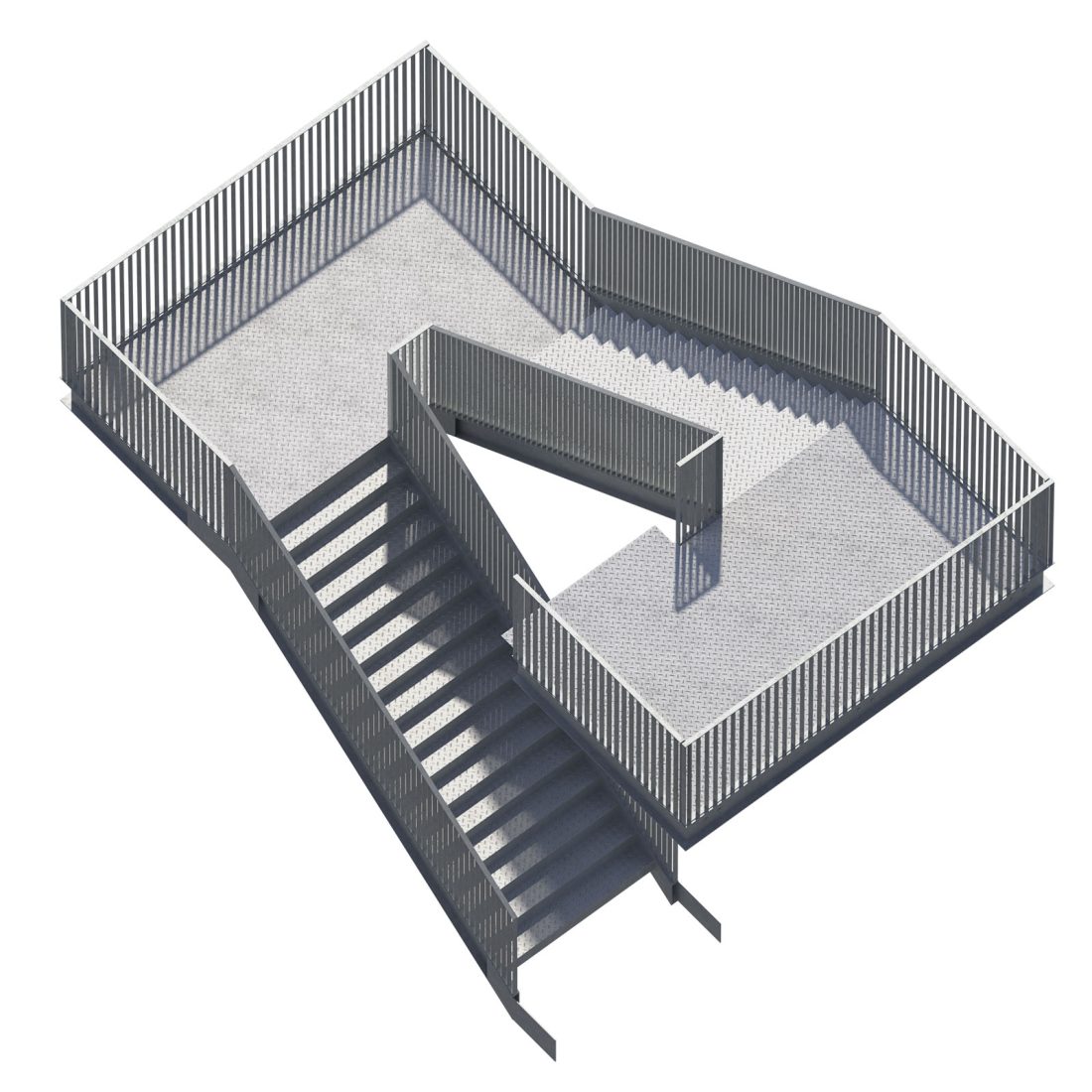 Metal Modular Industrial Staircase Builder Set 3D Model for VRay ...