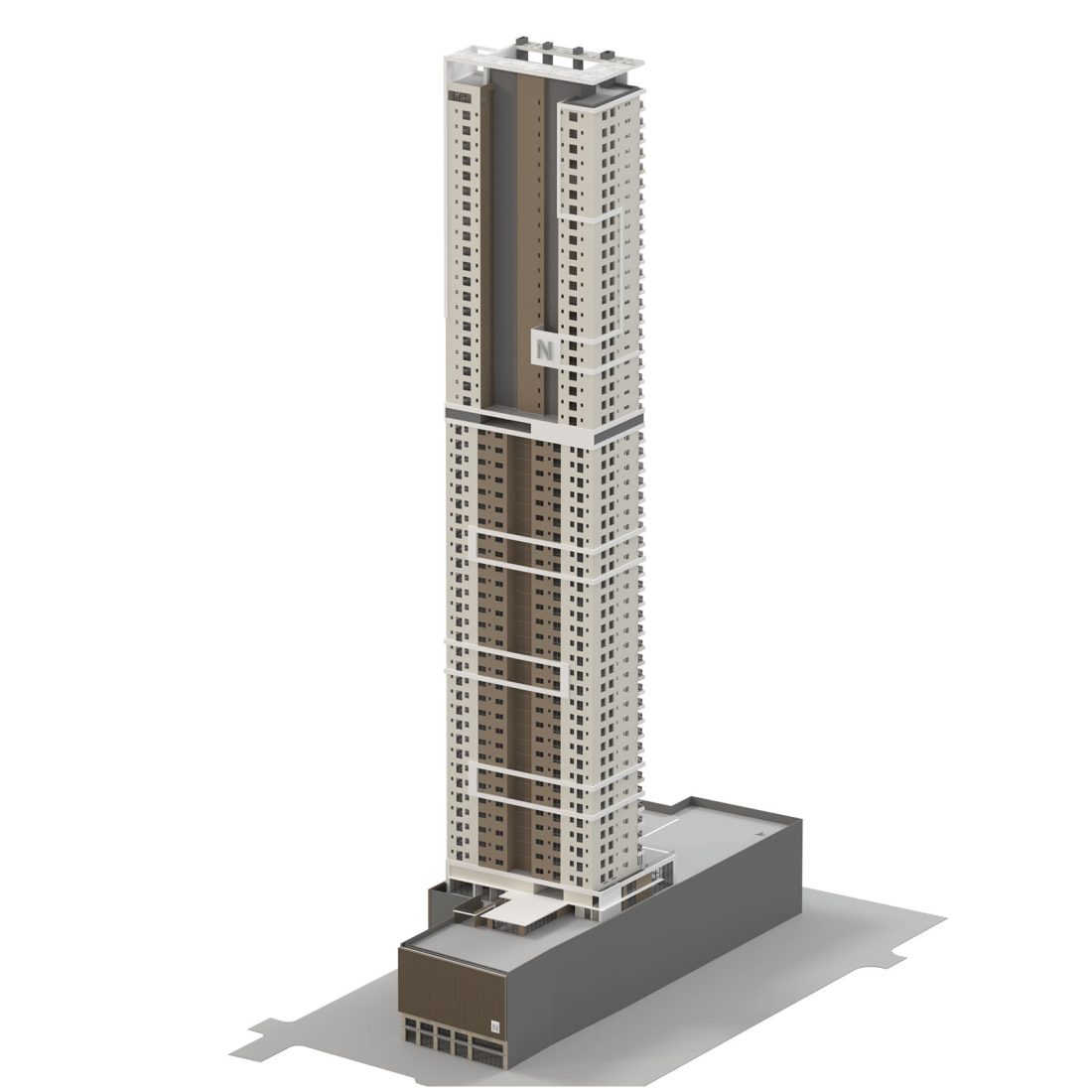 Generic High Rise Building For Exterior Scene - 3D Model for VRay, Corona