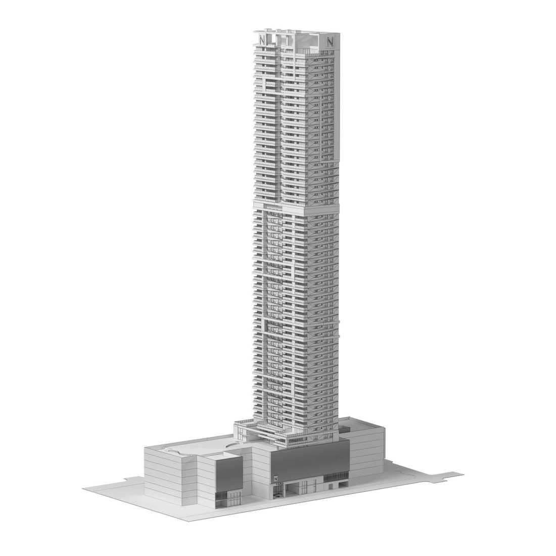 Generic High Rise Building For Exterior Scene - 3D Model for VRay, Corona