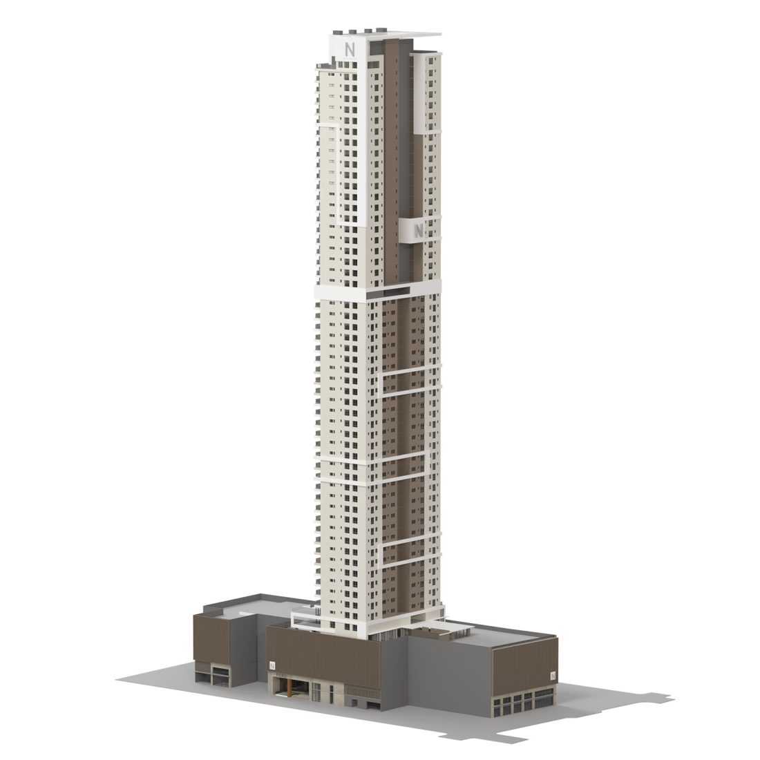 Generic High Rise Building For Exterior Scene - 3D Model for VRay, Corona