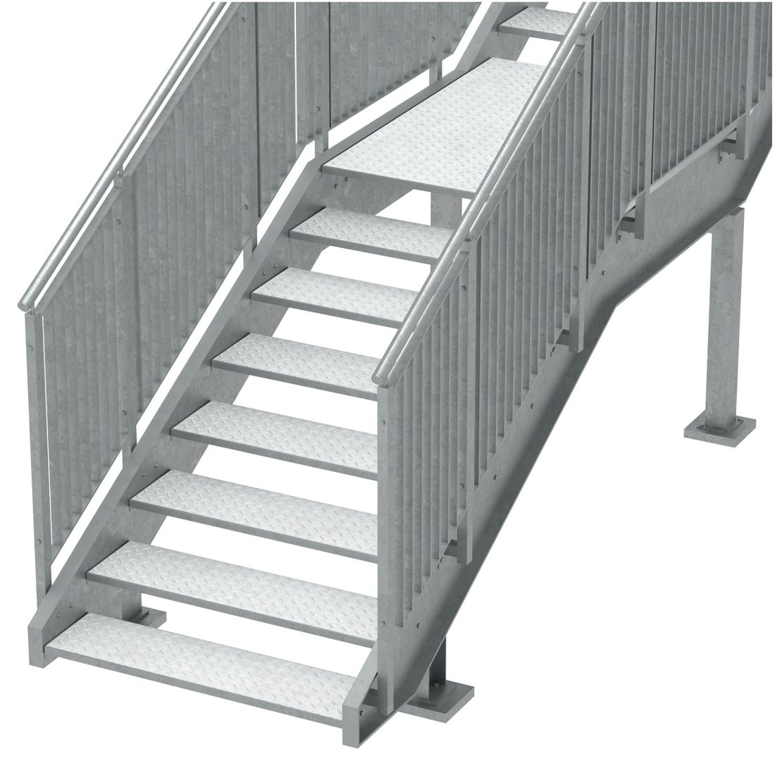 Industrial Urban Metal Stairs With Two Sections Se 3D Model for VRay ...