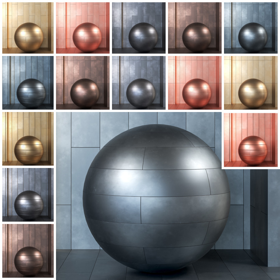 Pbr Metal Wall Panel Materials 4k Seamless-15 In 1 Texture / PBR ...