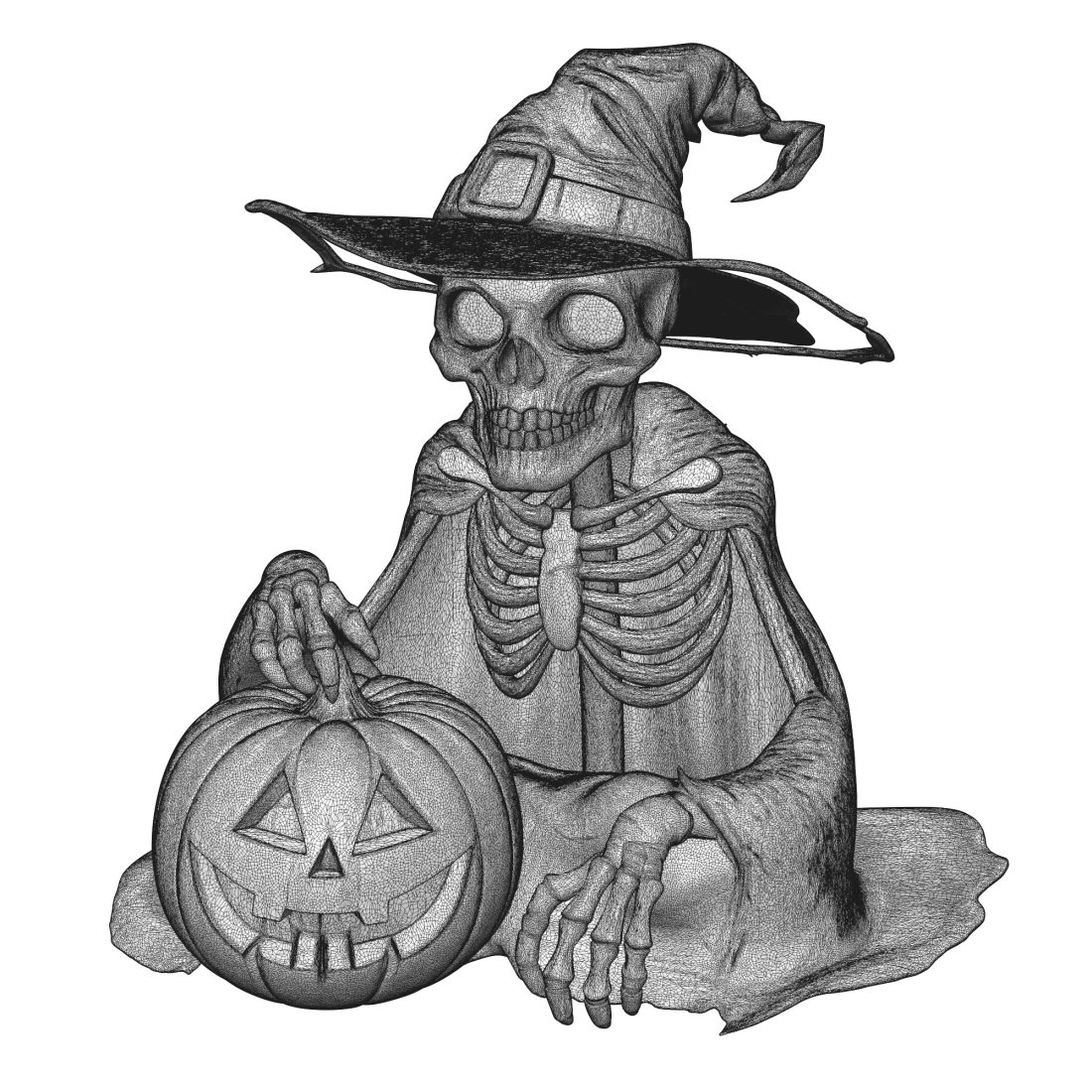 Pumpkin Keeper Skeleton - 3D Model for Corona
