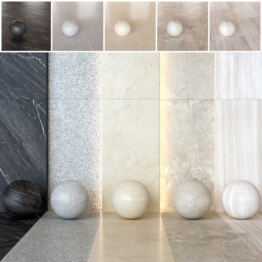 Florim Biotech Stone-effect Porcelain Tile-18 In 1 Material for VRay ...