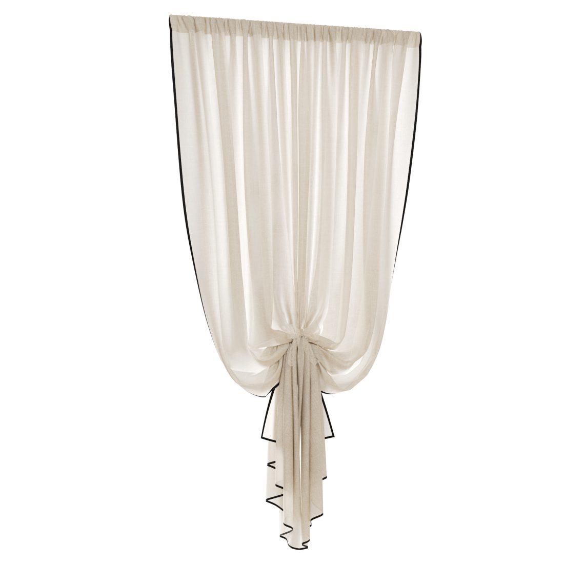 Curtain He-No 02 Sheer Linen With Black Trim 3D Model for VRay, Corona ...