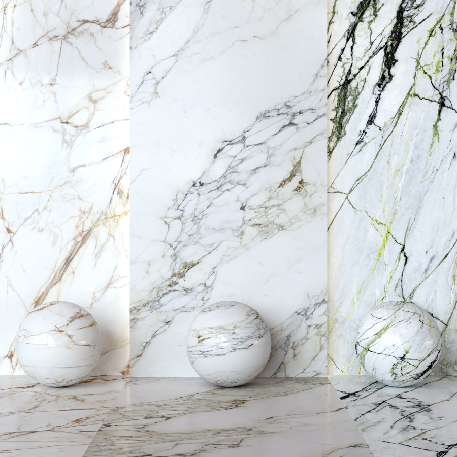 Porcelanosa Xtone Calacatta Marble Slab (Set Of 3) Material for VRay ...