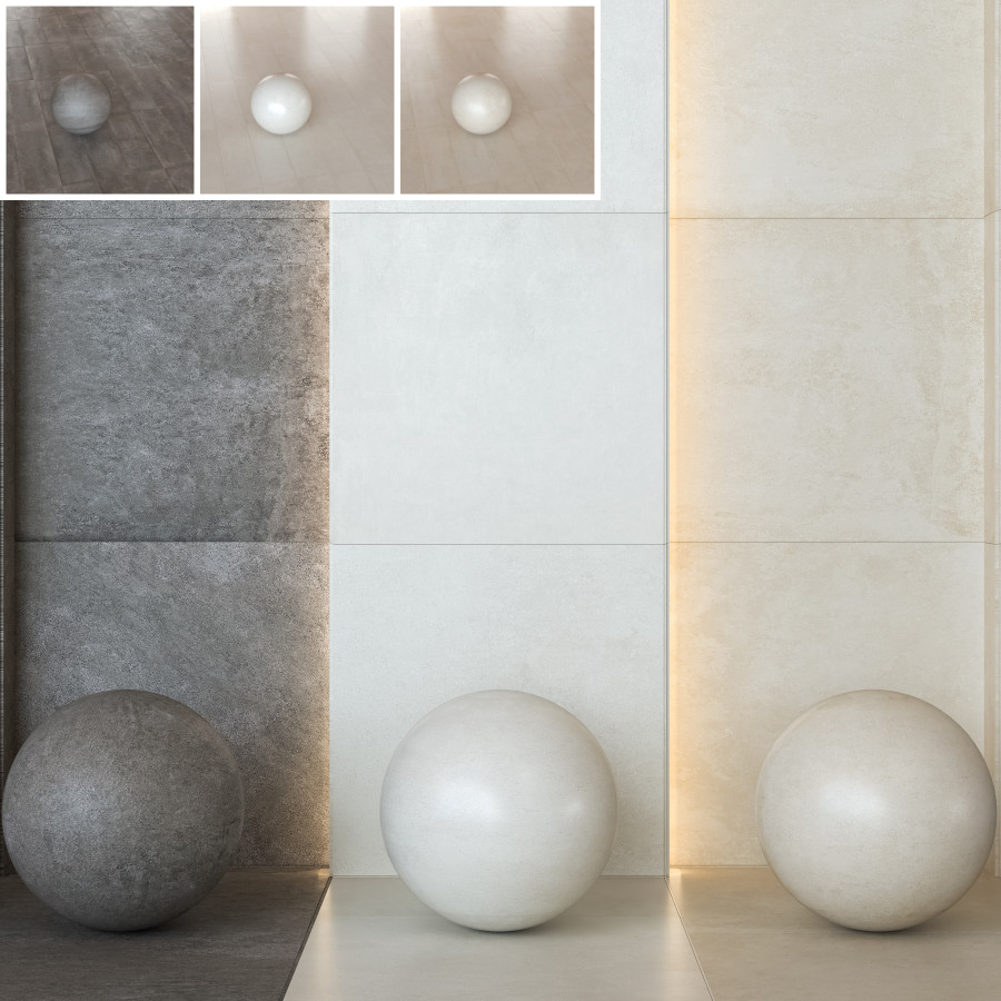 Porcelanosa Newport Concrete Effect Tiles - 9 In 1 Material for VRay ...