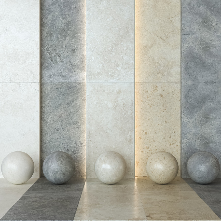 Marazzi Uniche High-Res Limestone- (Set Of 21) - 3D Model for VRay, Corona
