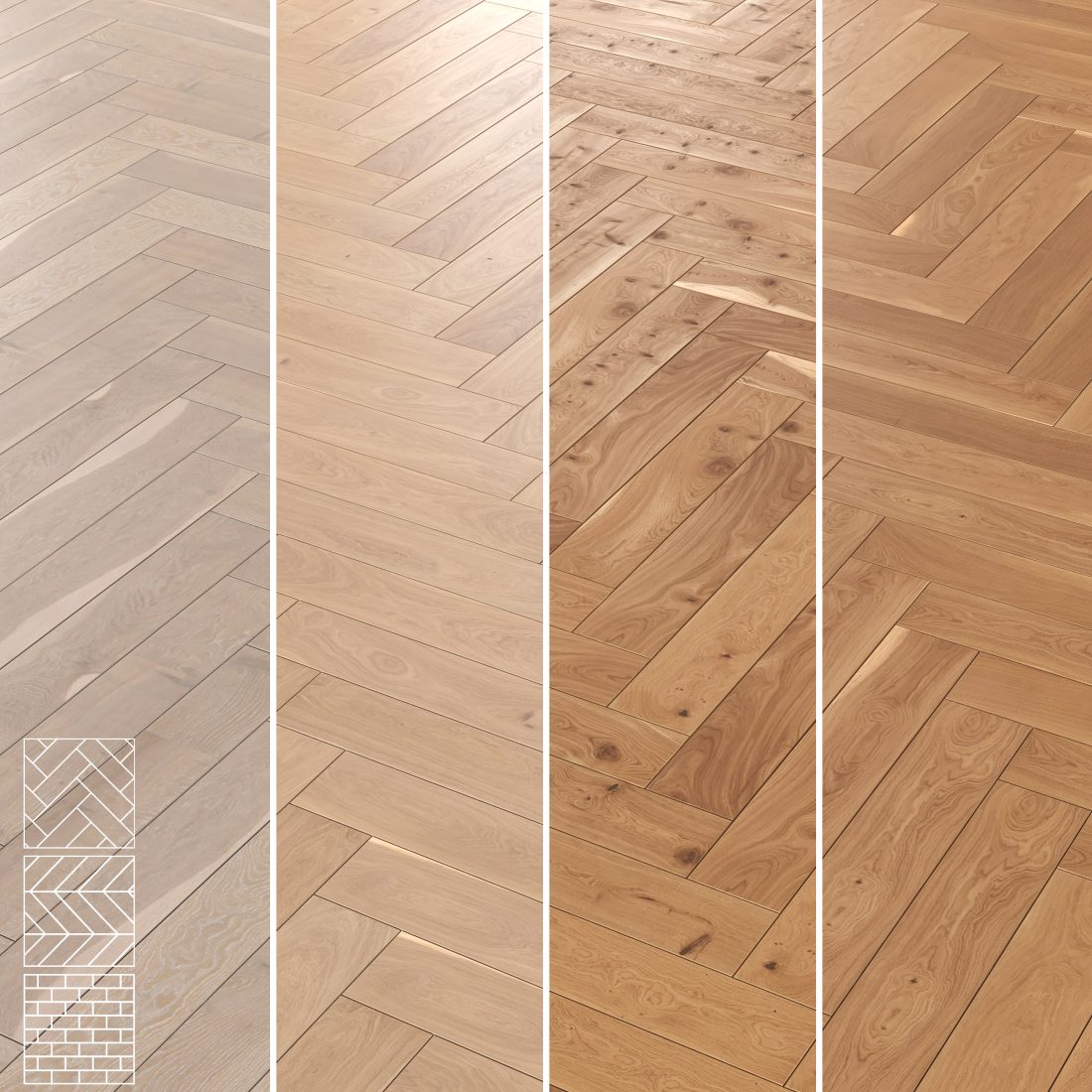 Boen Oak Parquet Floor Geometry 4k Textures - 3D Model for VRay, Corona