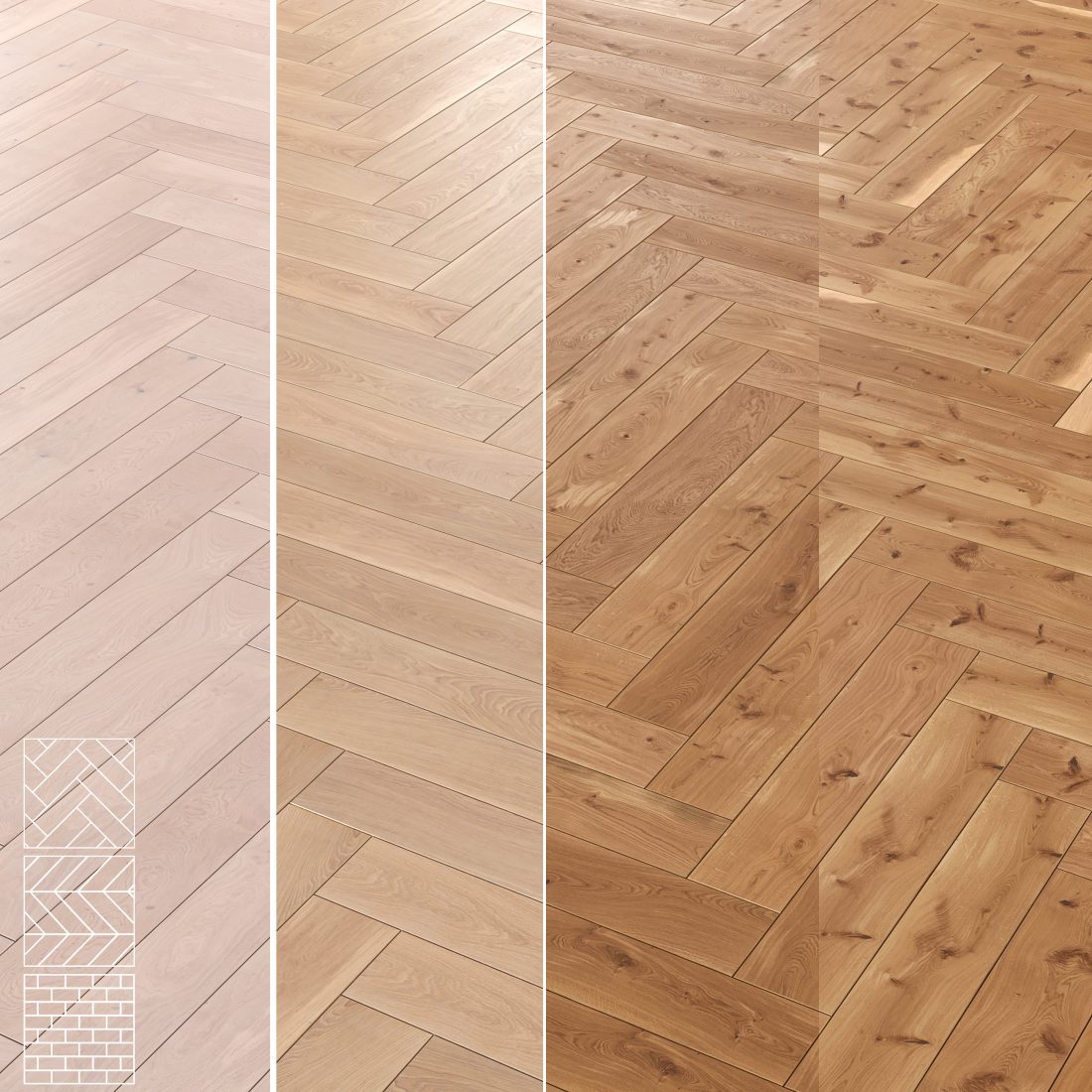 Boen Oak Parquet Floor Geometry 4k Textures - 3D Model for VRay, Corona