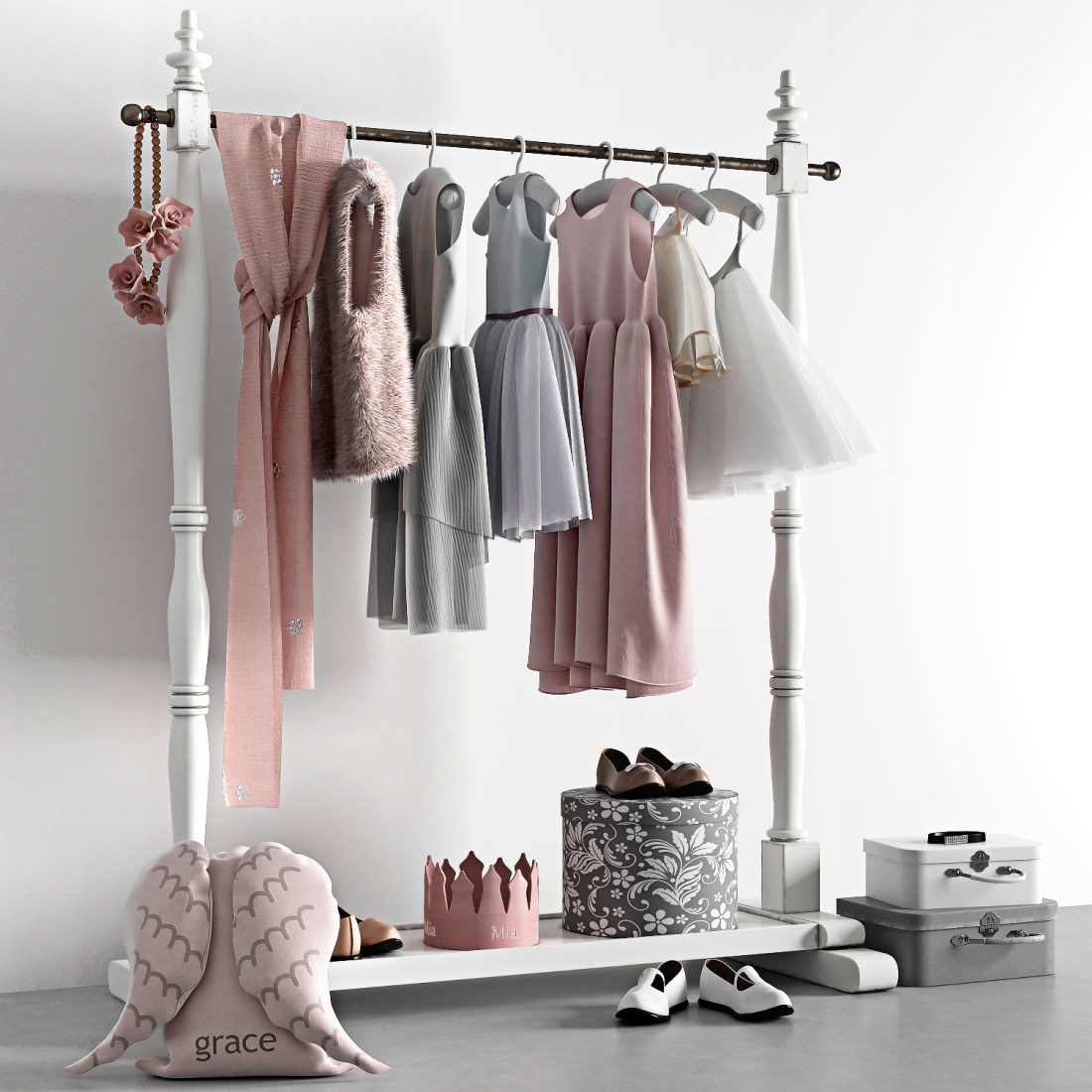 Mini Wardrobe Rack 3D Model for VRay, Corona | CGMood