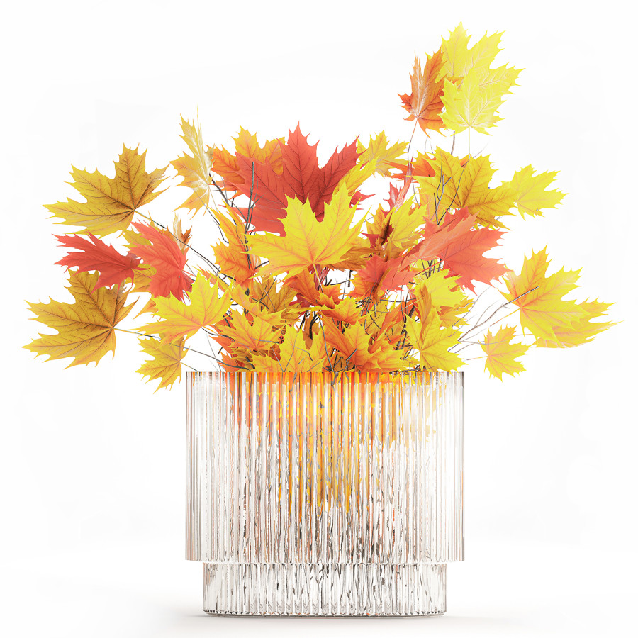 Autumn Bouquet Branches Maple Sycamore Leaves 3D Model for VRay | CGMood