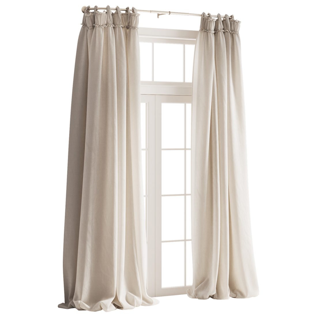 Tie-top Draped Translucent Curtains 3D Model for Corona | CGMood