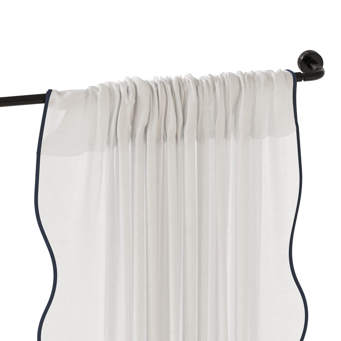 Marbella Curtain Scalloped Linen With Colored Trim 3D Model for VRay ...