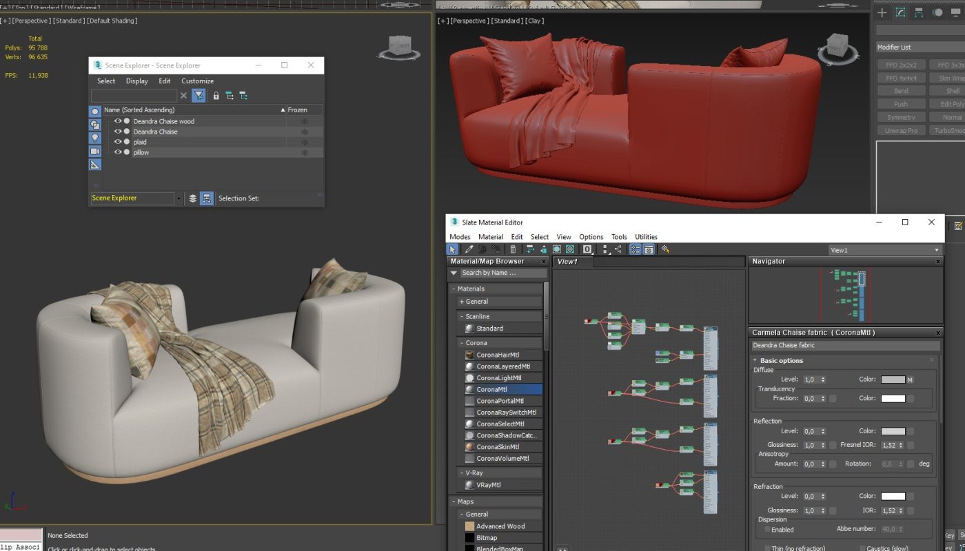 Deandra Chaise - 3D Model for VRay, Corona