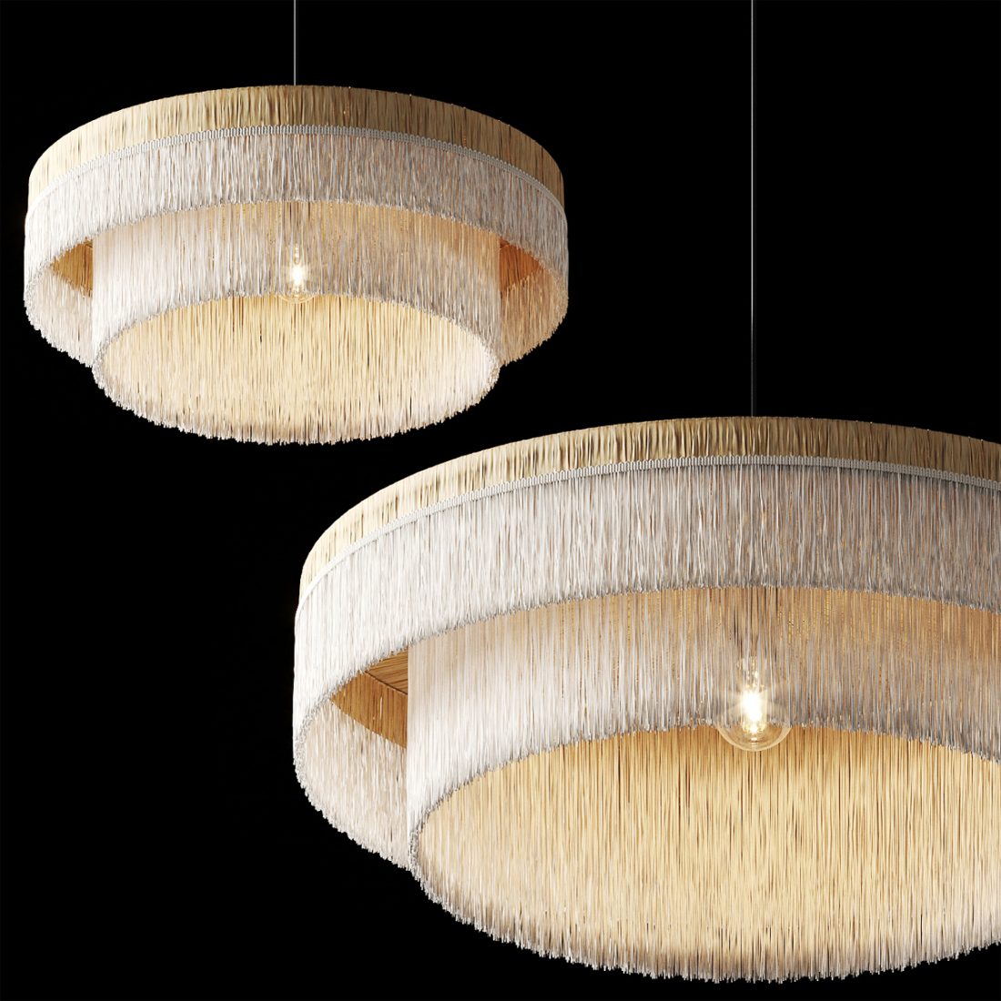 Kavi Fringed Raffia Lamp 3D Model for Corona | CGMood