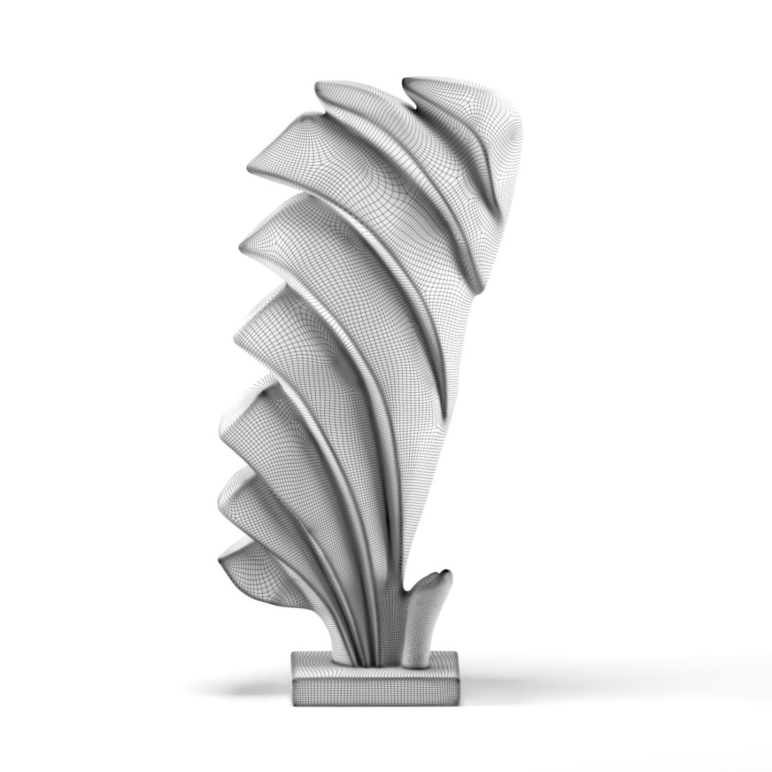 Dynamic Curve Wooden Abstract Sculpture - 3D Model for VRay, Corona
