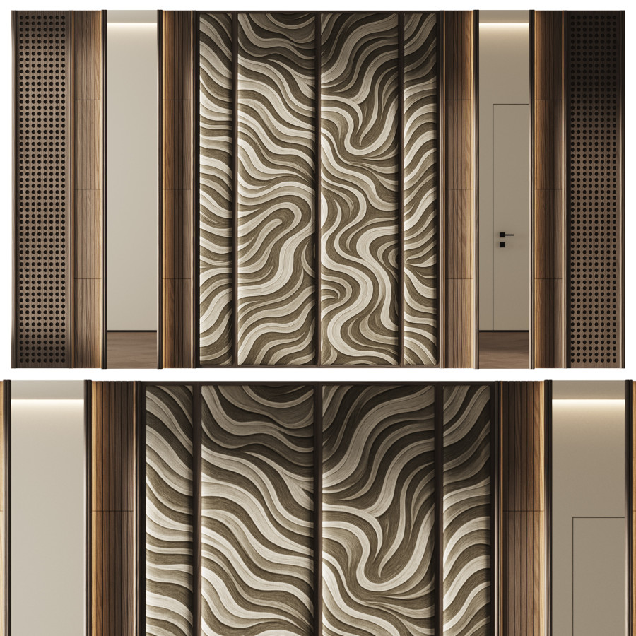 Decorative V83 Wall Panels - 3D Model for VRay, Corona