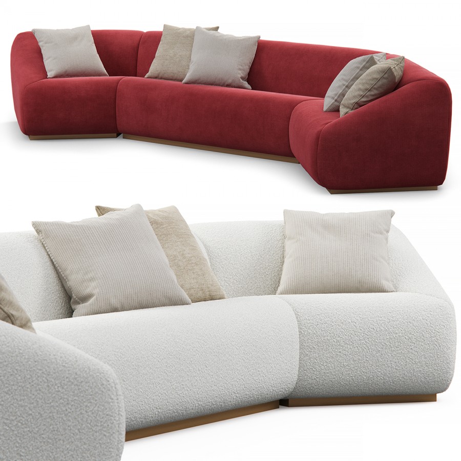 Stahl Band Pouf Sectional Sofa - 3D Model for VRay