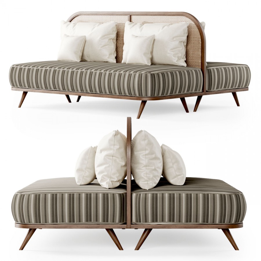 Two-seater Restaurant Sofa Tm3 Double Side - 3D Model for Corona