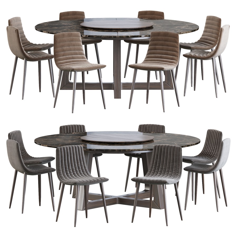 Modern Dining Chais And Concorde Table - 3D Model for Corona