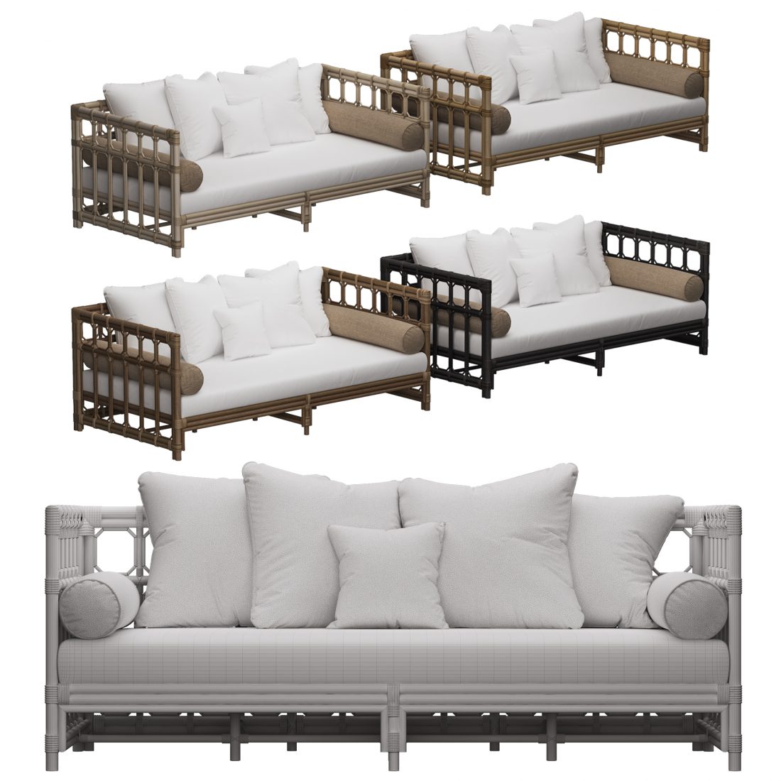 Regeant Daybed - 3D Model for VRay, Corona
