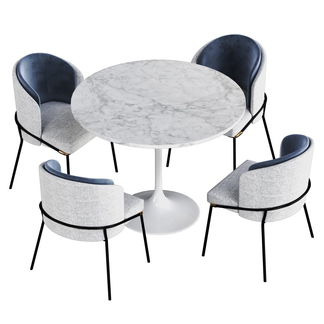 Fill Noir Chair With Table - 3D Model for VRay