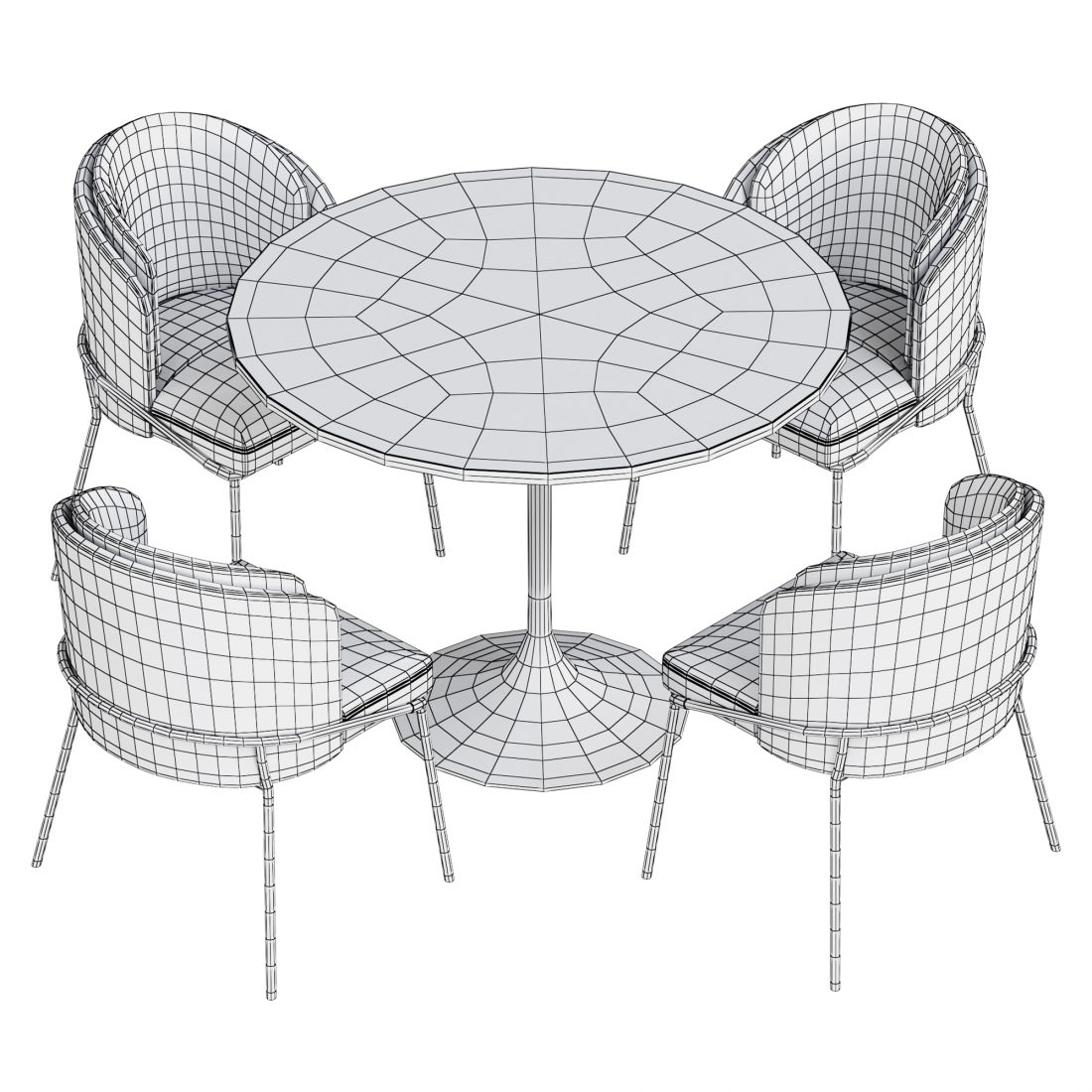 Fill Noir Chair With Table - 3D Model for VRay