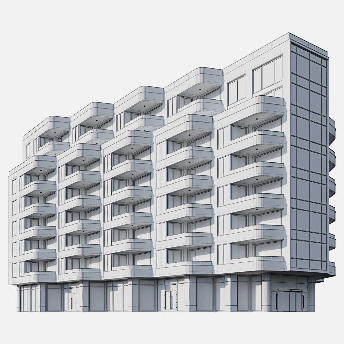 Modern Residential Building 12 3D Model for VRay, Corona | CGMood