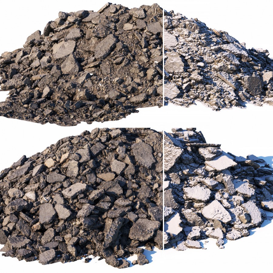 Pile Of Broken Asphalt 3D Model for VRay, Corona | CGMood