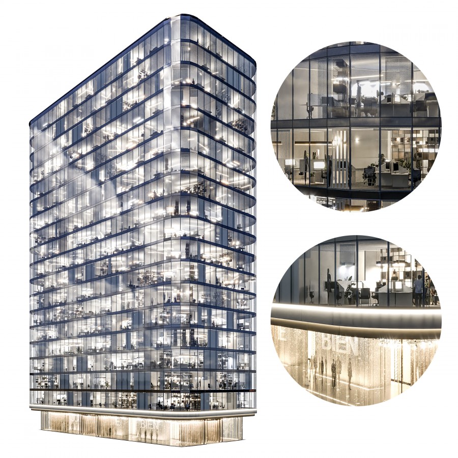 Modern Office Building 01 - 3D Model for Corona