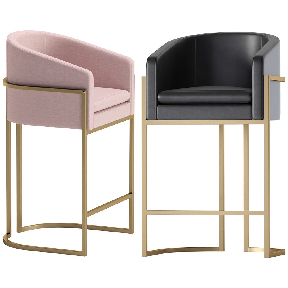 Bar Chair Madlen Velvet And Leather Cazarina Inter - 3D Model for Corona