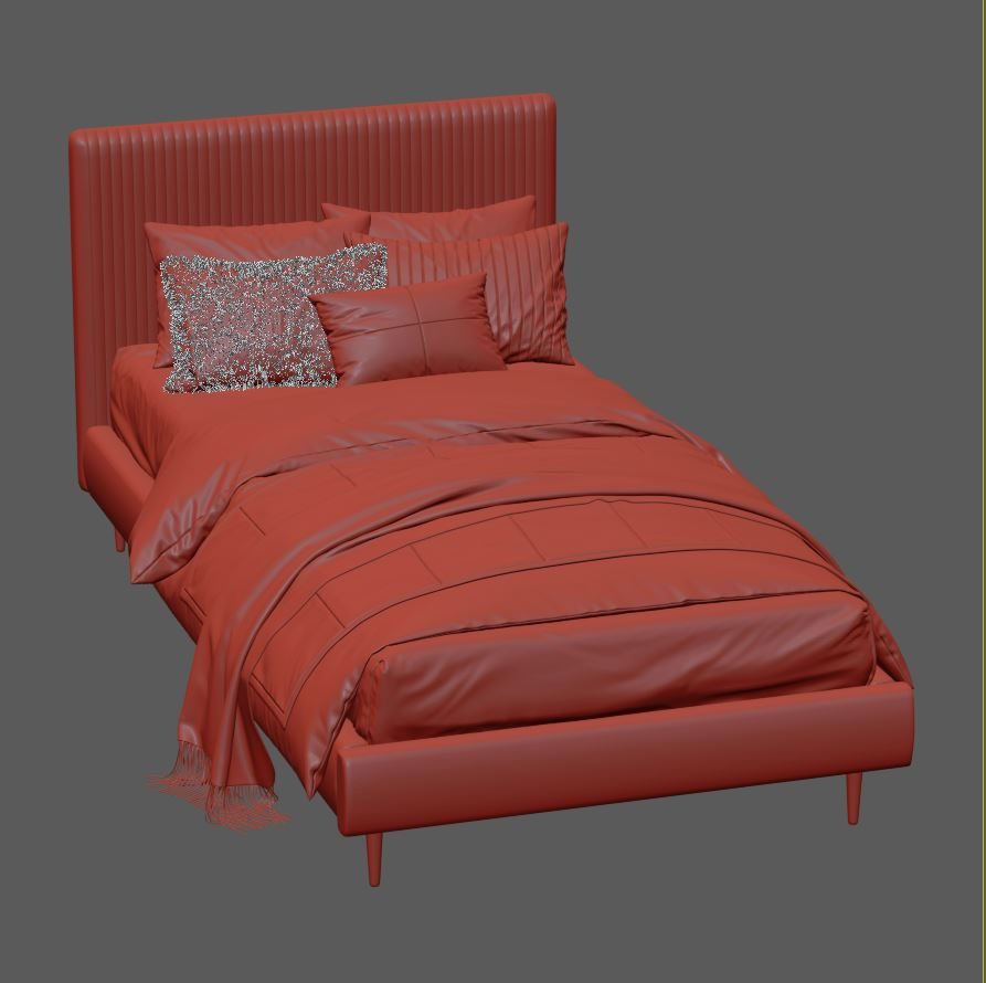 Set 213 Roar / Rabbit Pleated Upholstered Bed - 3D Model for VRay, Corona
