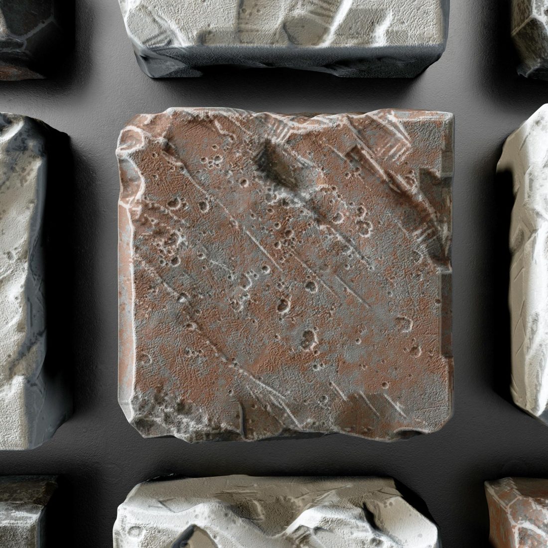 Stone Cube Panel Old N2 - 3D Model for VRay, Corona