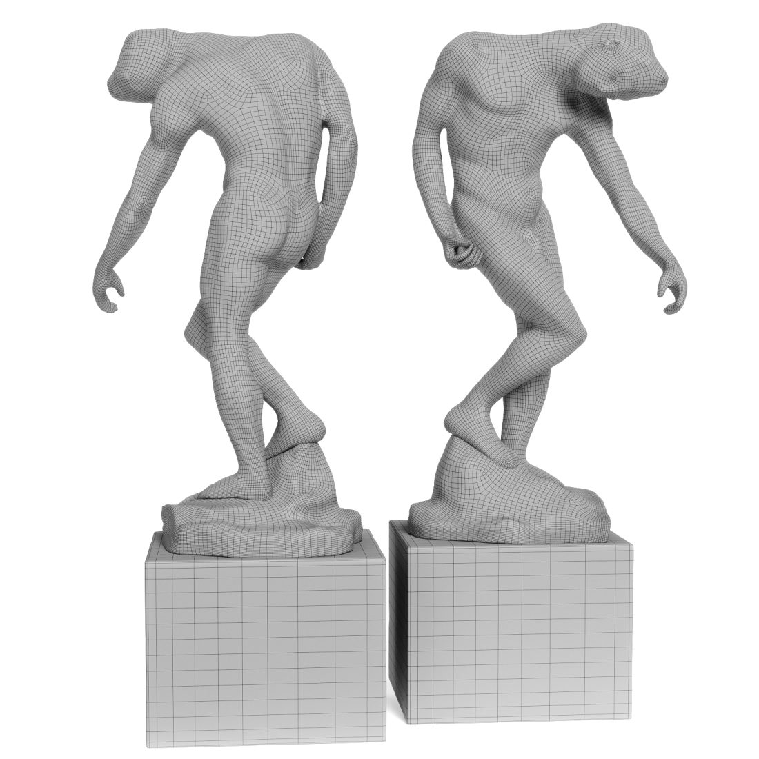 Grande Ombre Auguste Rodin Sculpture - 3D Model for VRay, Corona
