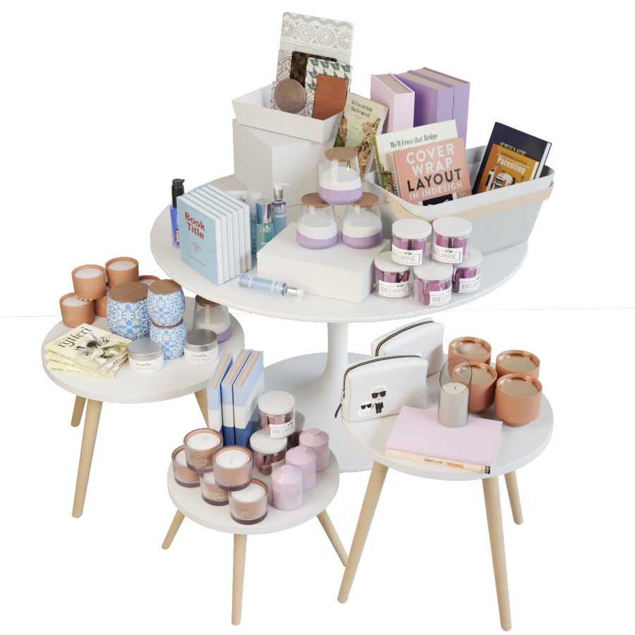Decorative Table With Accessories - 3D Model for Corona